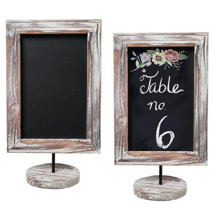 Tabletop Chalkboard Sign Torched Wood Set of 2 – MyGift
