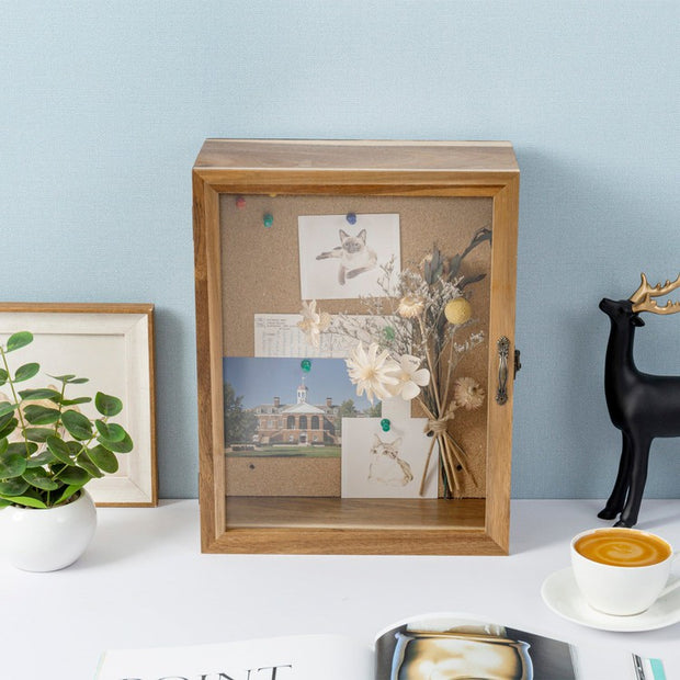 Wall Mounted Brown Wood Shadow Box, Display Case with Clear Acrylic Fr ...