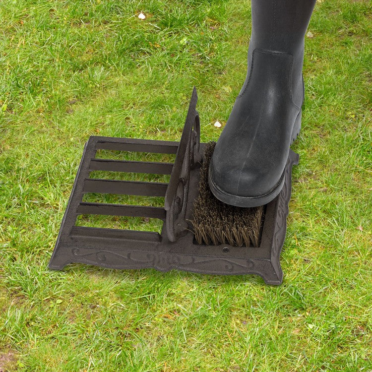 Heavy Duty Dark Brown Cast Iron Shoe Scraper and Scrubber Mat, Outdoor ...