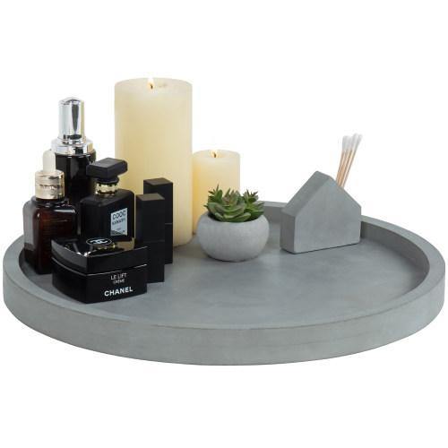 16-Inch Concrete Grey Round Vanity Tray – MyGift