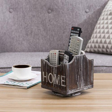 360-Degree Rotating Torched Wood Remote Control Holder Caddy – MyGift