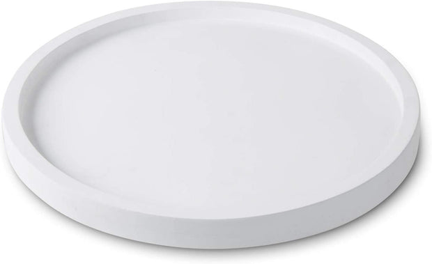 White Round Concrete Vanity Tray for Jewelry, Toiletries and Candles ...