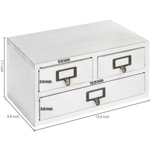 Vintage White Wood 3-Drawer Desktop Organizer – MyGift