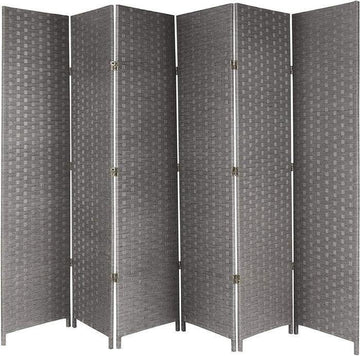 6-Panel Gray Woven Seagrass Room Divider – MyGift