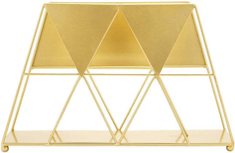 Modern Geometric Gold-Tone Metal Desktop Magazine Holder Rack – MyGift