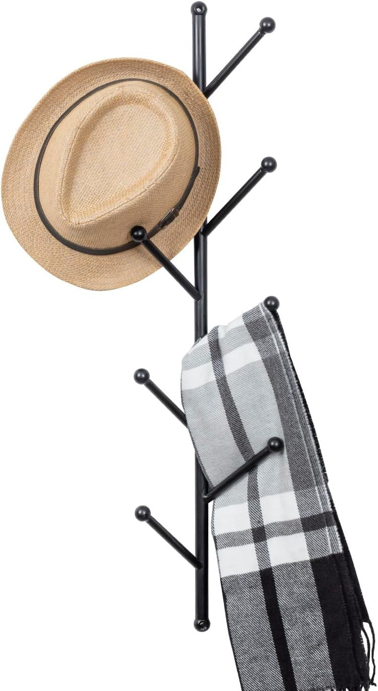 Wall Mounted Black Metal Hat and Coat Hanger Tree, Hanging Garment Rac ...