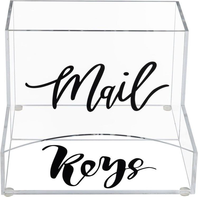 Clear Acrylic Mail Holder and Key Organizer Entryway Storage Tray, Off ...