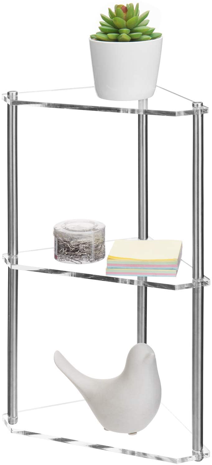 3-Tier Clear Acrylic and Metal Tabletop Corner Retail Display Stand ...