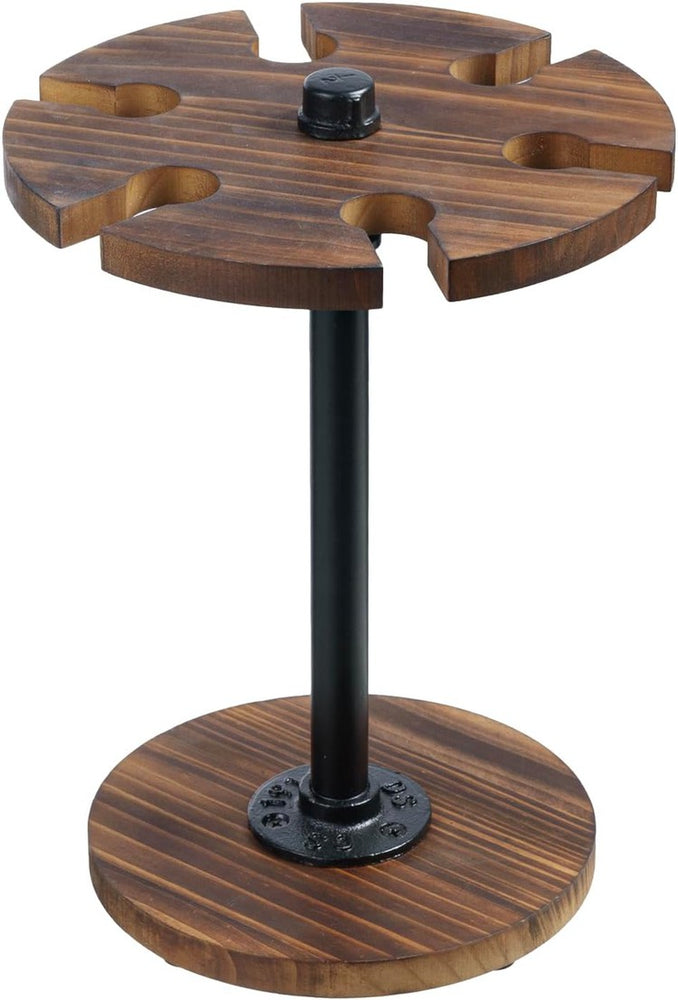 Black Metal Pipe and Rustic Burnt Solid Wood, Tabletop Champagne Glass ...
