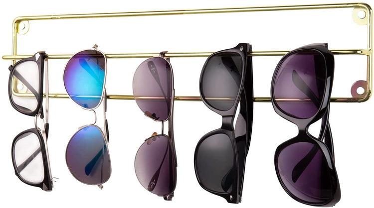 Sunglasses Hanger Holder Brass Tone Metal Wire Wall Mounted Eyewear Di ...