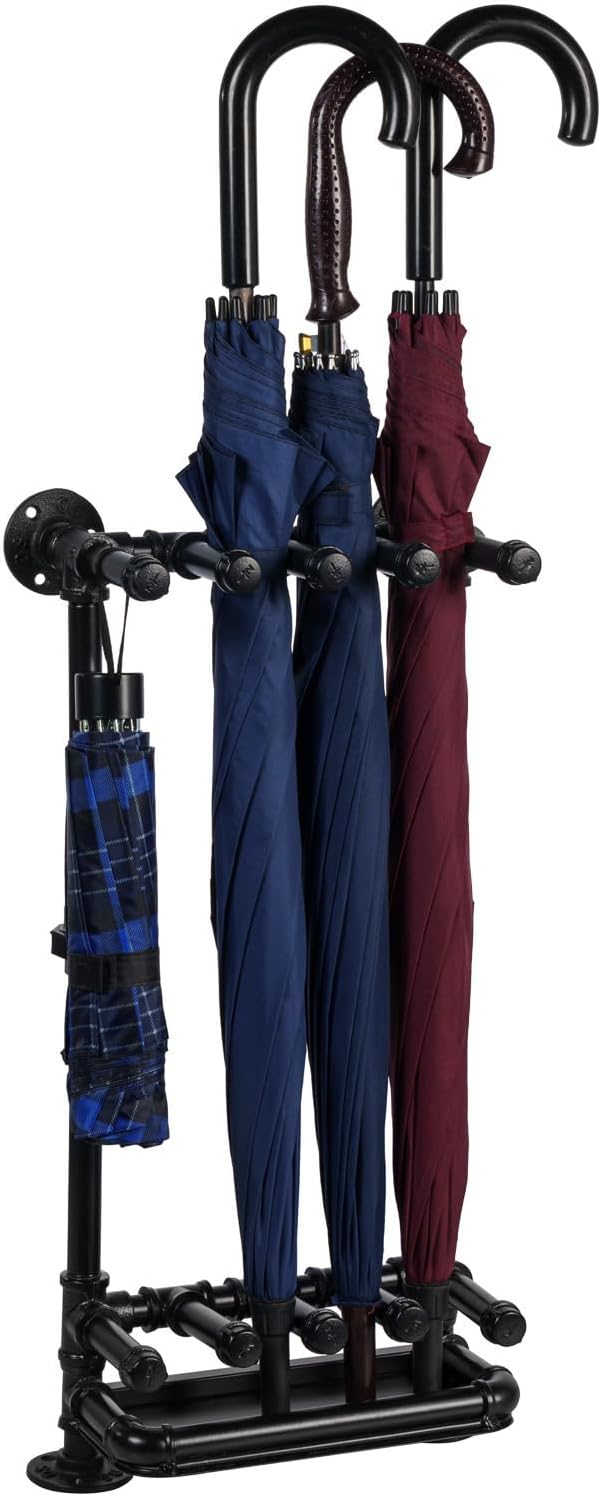 Wall Mounted Black Metal Umbrella Storage Stand, Entryway Rack for Han ...