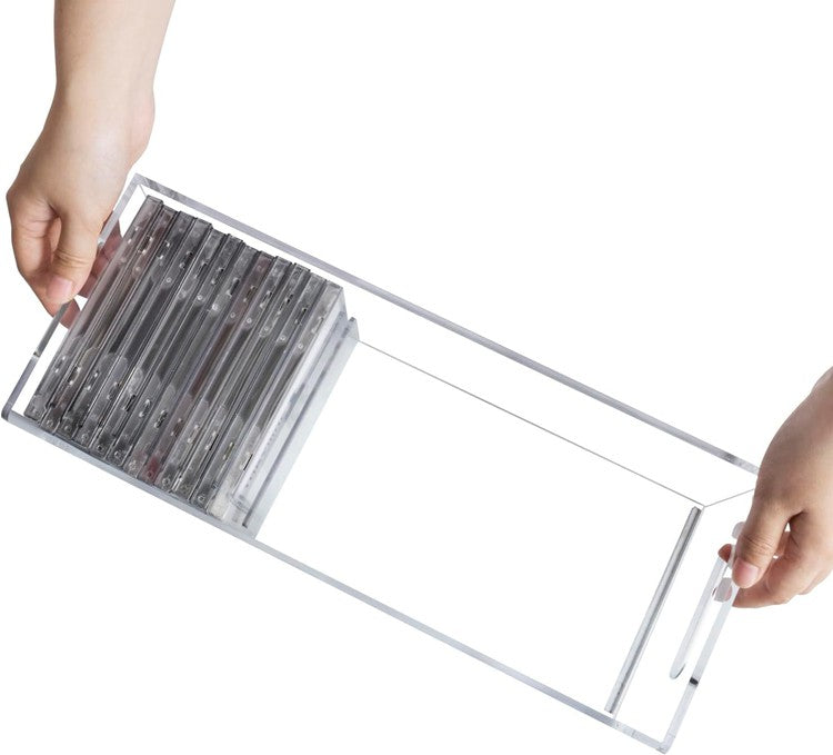 Clear Acrylic Stackable CD Holder Rack with Cutout Carrying Handles, J ...