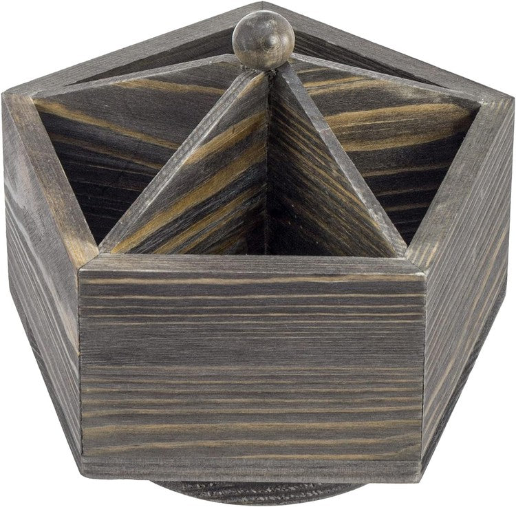 Gray Solid Wood Geometric Pentagon Shape Pen Holder and Office Station ...