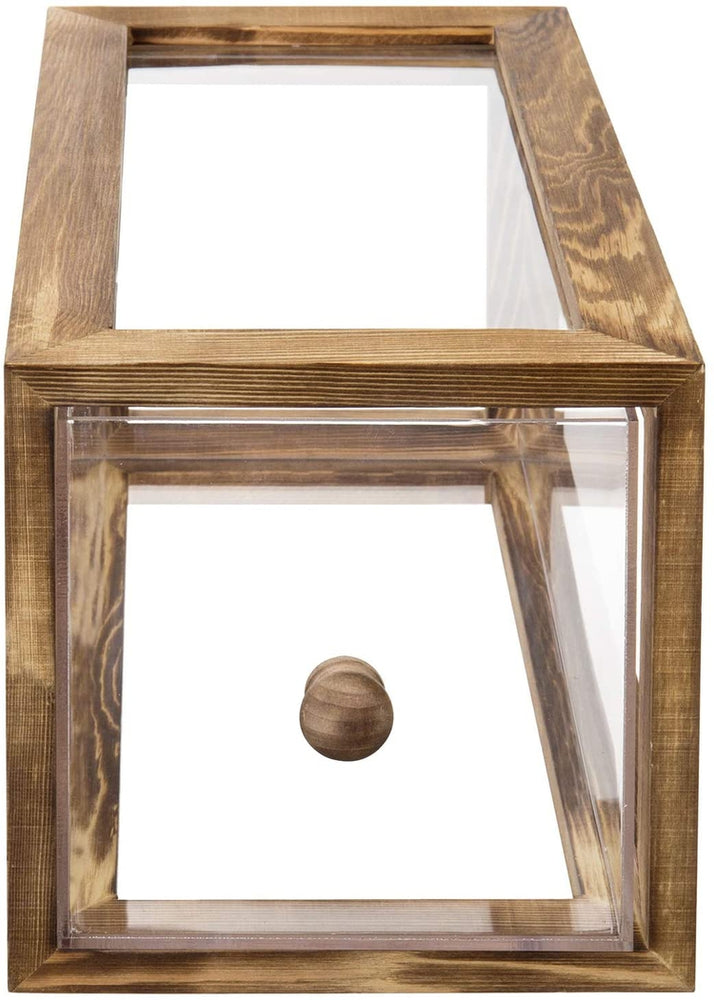 Clear Acrylic Bread Storage Box with Brown Burnt Wood Frame, 13-inches ...