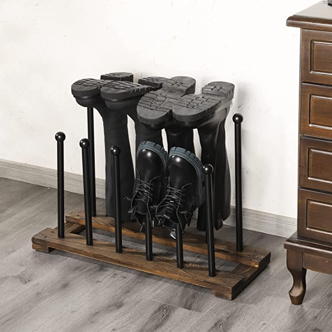 Modern Black Metal Freestanding Boot Rack Organizer, Shoe Storage Rack ...