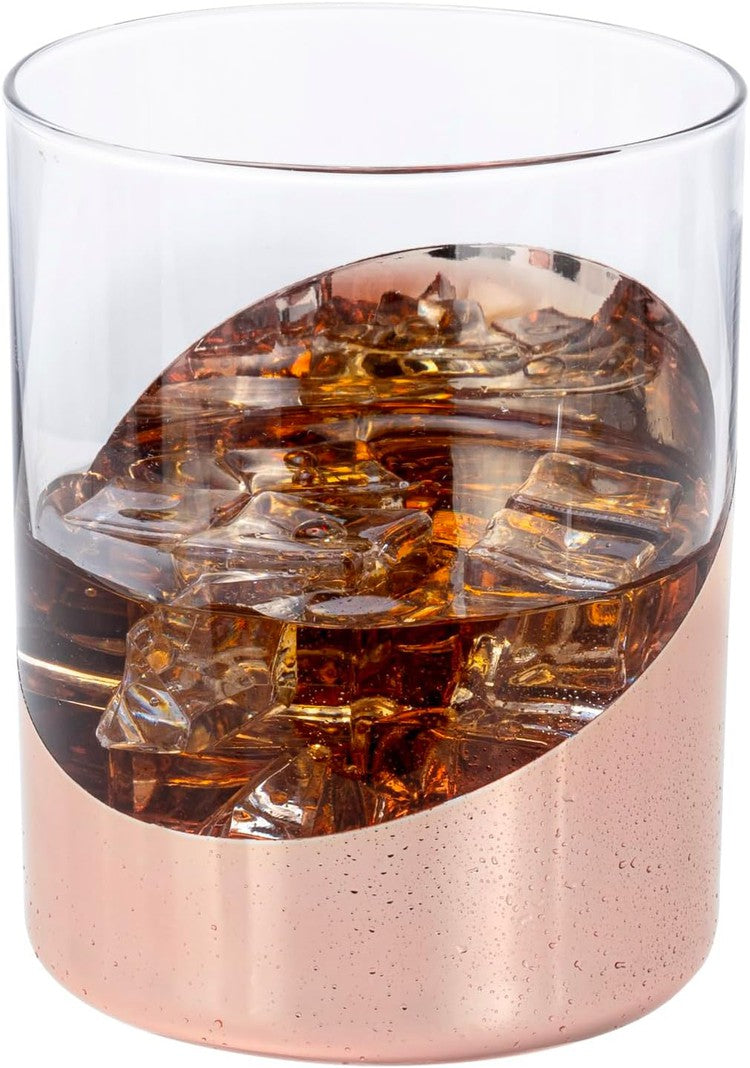 Copper Cocktail Glasses, Angled Dipped Design Lowball Whiskey Rocks Dr ...