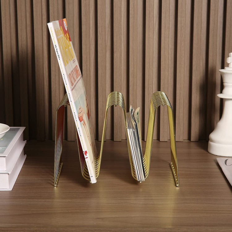 Desktop Brass Tone Metal Wire Arched Magazine Holder Rack – MyGift