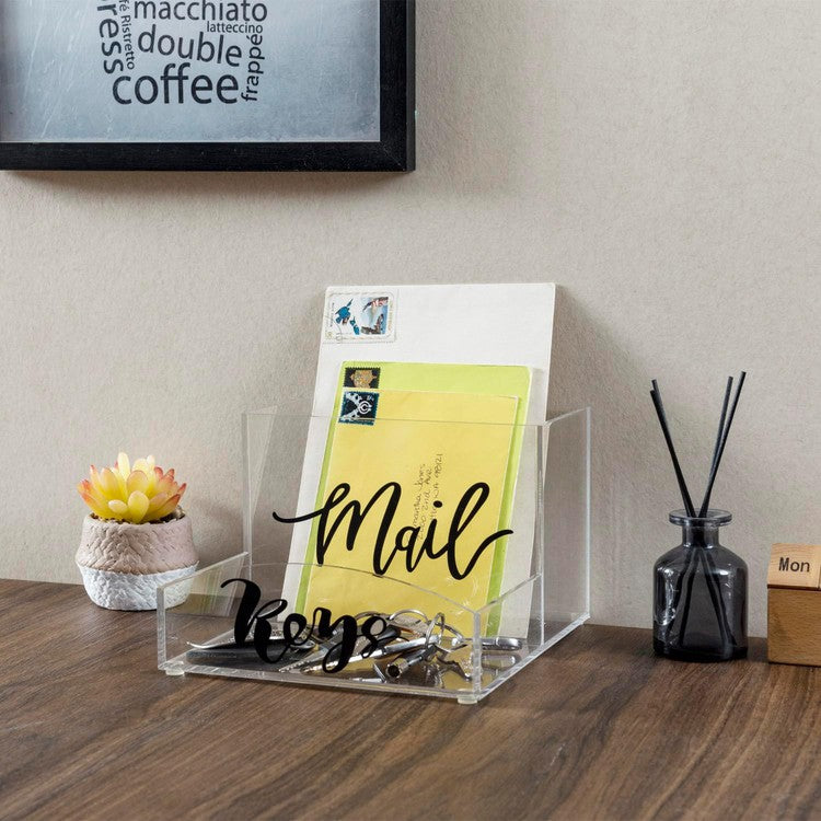 Clear Acrylic Mail Holder and Key Organizer Entryway Storage Tray, Off ...