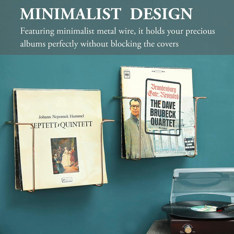 Wall Mounted Copper Metal Vinyl Records Storage Racks, Floating Album ...