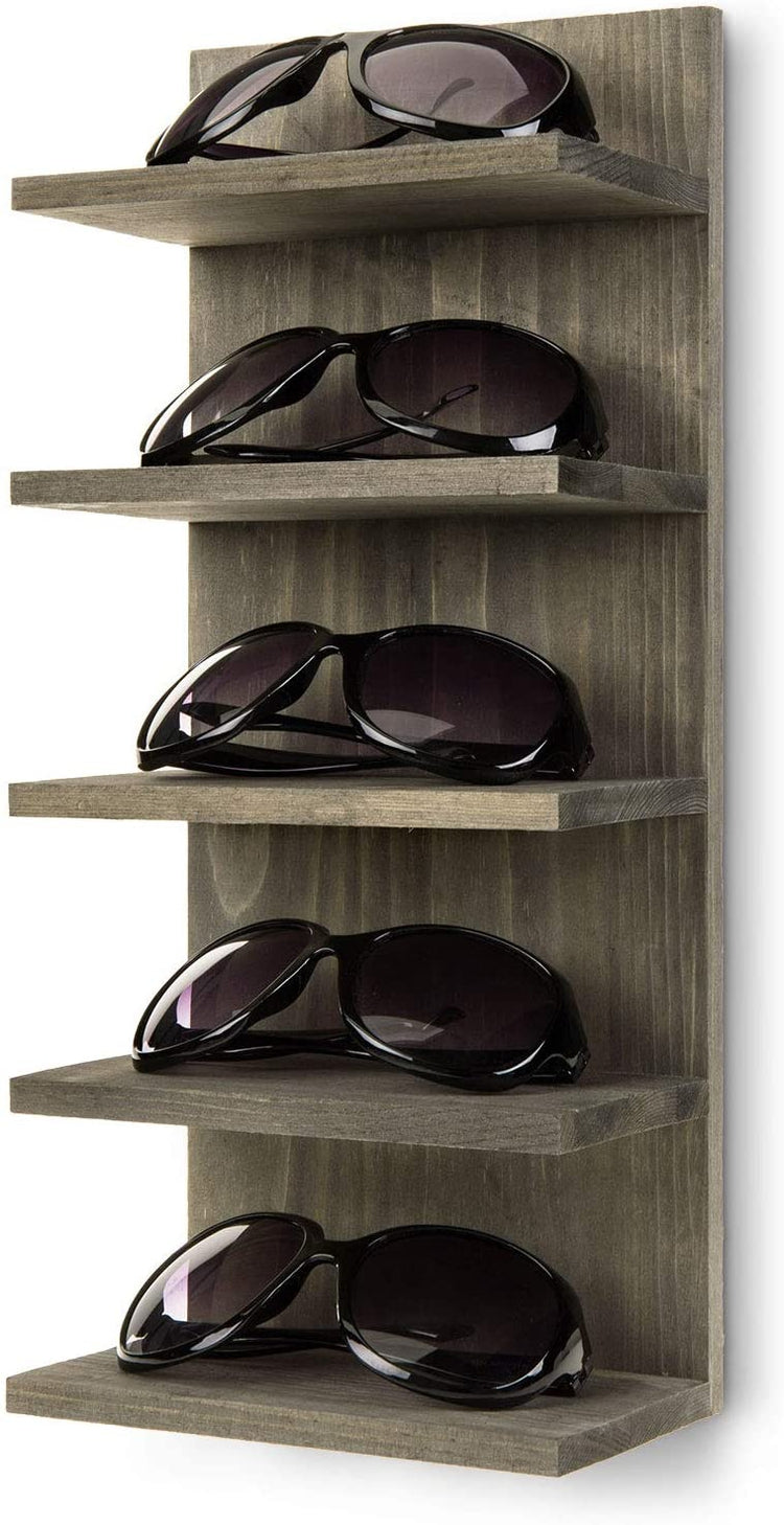 Vintage Gray Wood Wall Mounted Sunglasses Eyewear Organizer Display ...