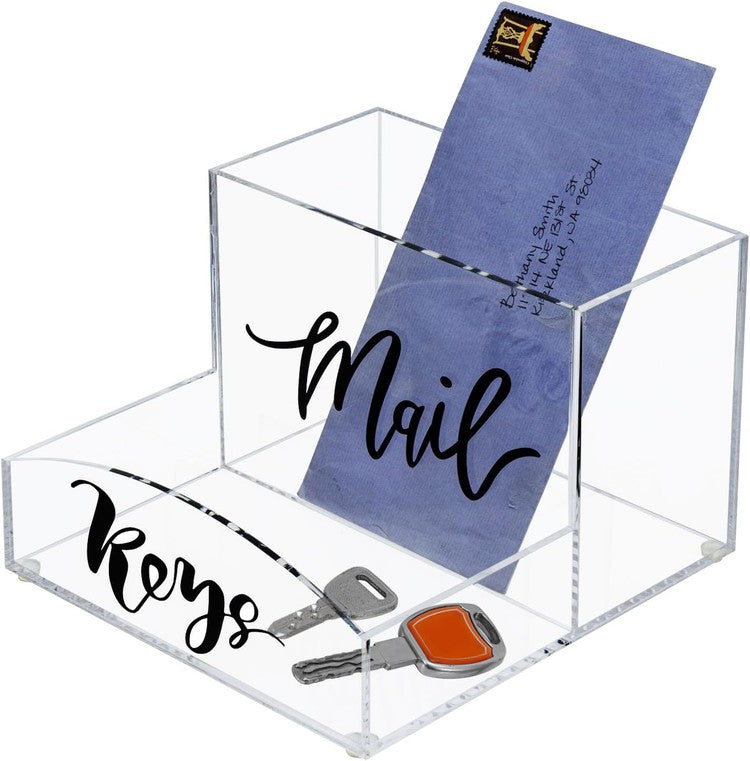 Clear Acrylic Mail Holder and Key Organizer Entryway Storage Tray, Off ...