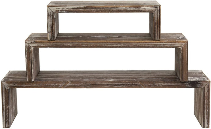 Torched Wood Nesting Decorative Tabletop Display Riser Stands, Set of ...