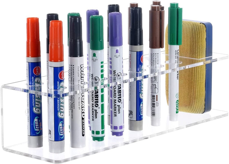 14 Slot Clear Acrylic Dry Erase Markers and Eraser Storage Rack, Wall ...