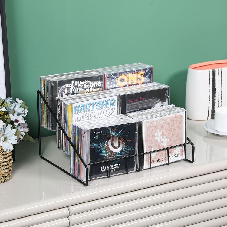 Matte Black Metal Wire CD Holder Storage Stand, 3 Tier Media Jewel Cas ...