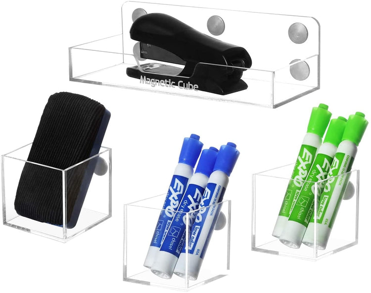 Clear Acrylic Magnetic Dry Erase Whiteboard Marker Holder Set with 1 T ...