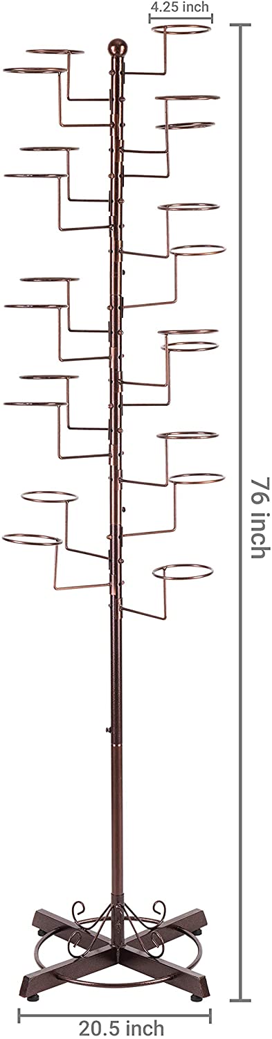 Dark Brown Metal Freestanding Retail Display Stand with 20 Circular Ho ...