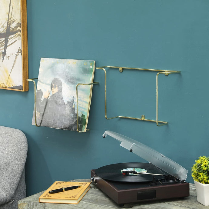 Brass Plated Metal Wire Wall Mounted Vinyl LP Record Storage Holder, A ...