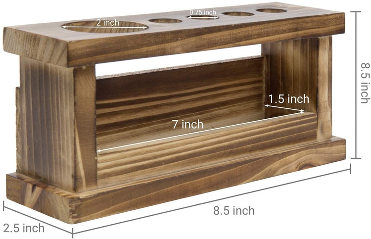 4-Slot Burnt Wood Wall Mounted Toothbrush and Toothpaste Holder Rack ...