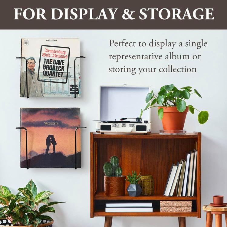 Set of 2, Matte Black Metal Wire Wall Mounted Vinyl Records Storage Ra ...