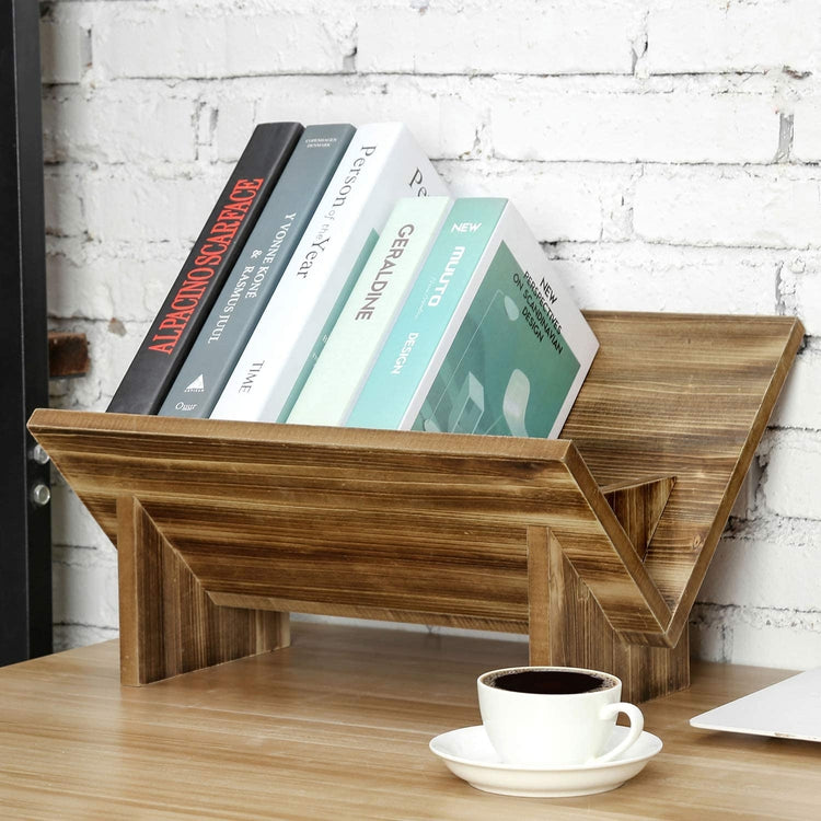 Rustic Burnt Wood Tilted Desktop Bookshelf – MyGift