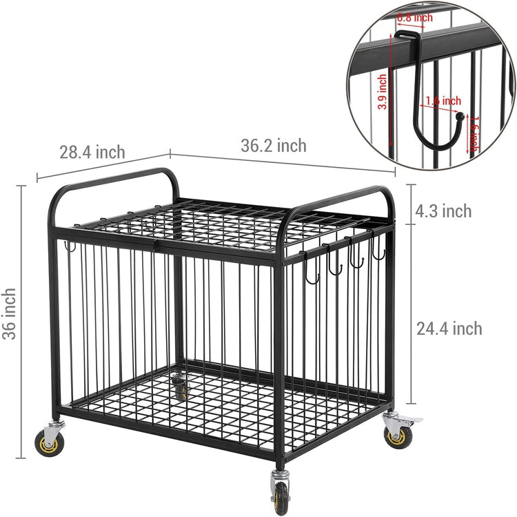 Black Metal Rolling Sports Ball Cage Storage Hopper, Gym Equipment Bas ...