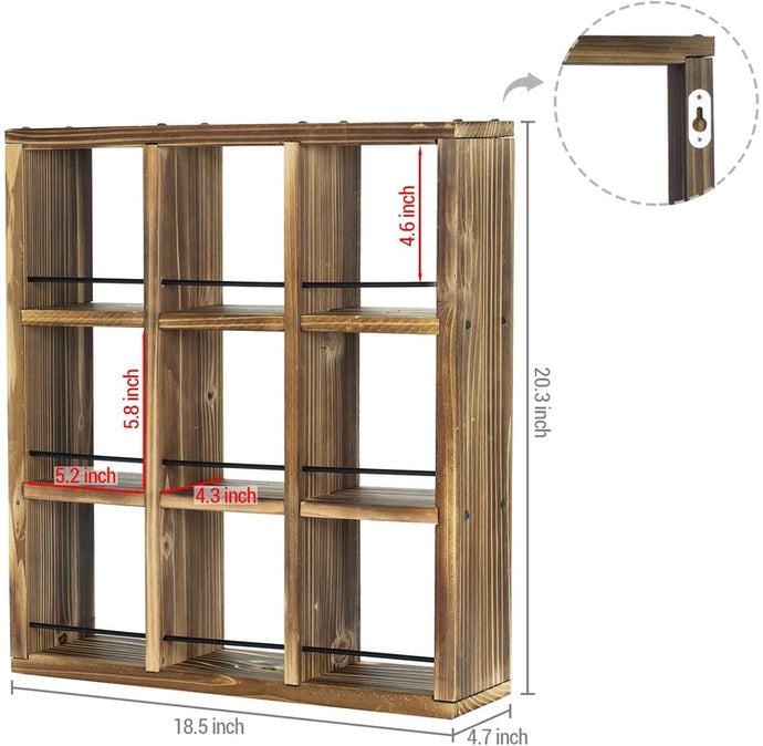 Wall Mounted Coffee Mug Display Rack, Rustic Burnt Wood Collectible Tr ...