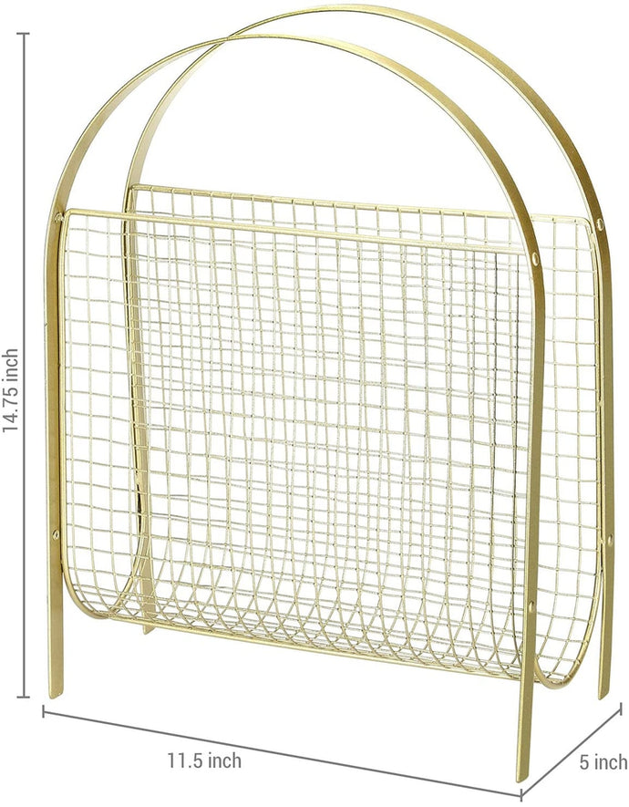 Brass Tone Metal Freestanding Magazine Organizer Holder Rack – MyGift