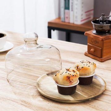 Small Glass Dessert/Cheese Cloche with Acacia Wood Serving Tray – MyGift
