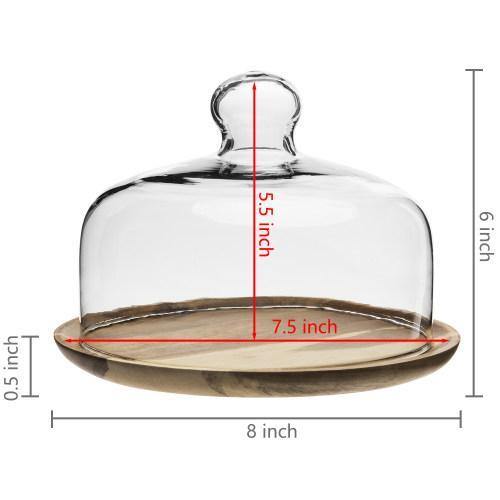 Small Glass Dessert/Cheese Cloche with Acacia Wood Serving Tray – MyGift
