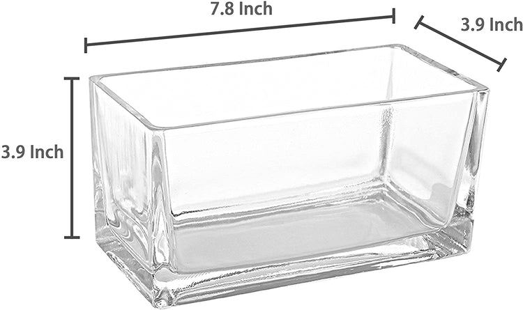 Modern Rectangular Clear Glass Trough Vase, 7.5-Inch Succulent Planter ...