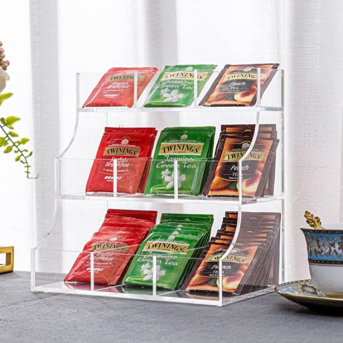 Clear Acrylic 3 Tier Countertop or Wall Mounted Tea Bag Organizer, Tea ...