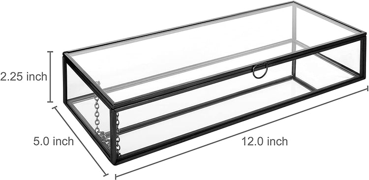 Vintage Style Black Metal, Clear Glass & Mirrored Shadow Box w/ Lid ...