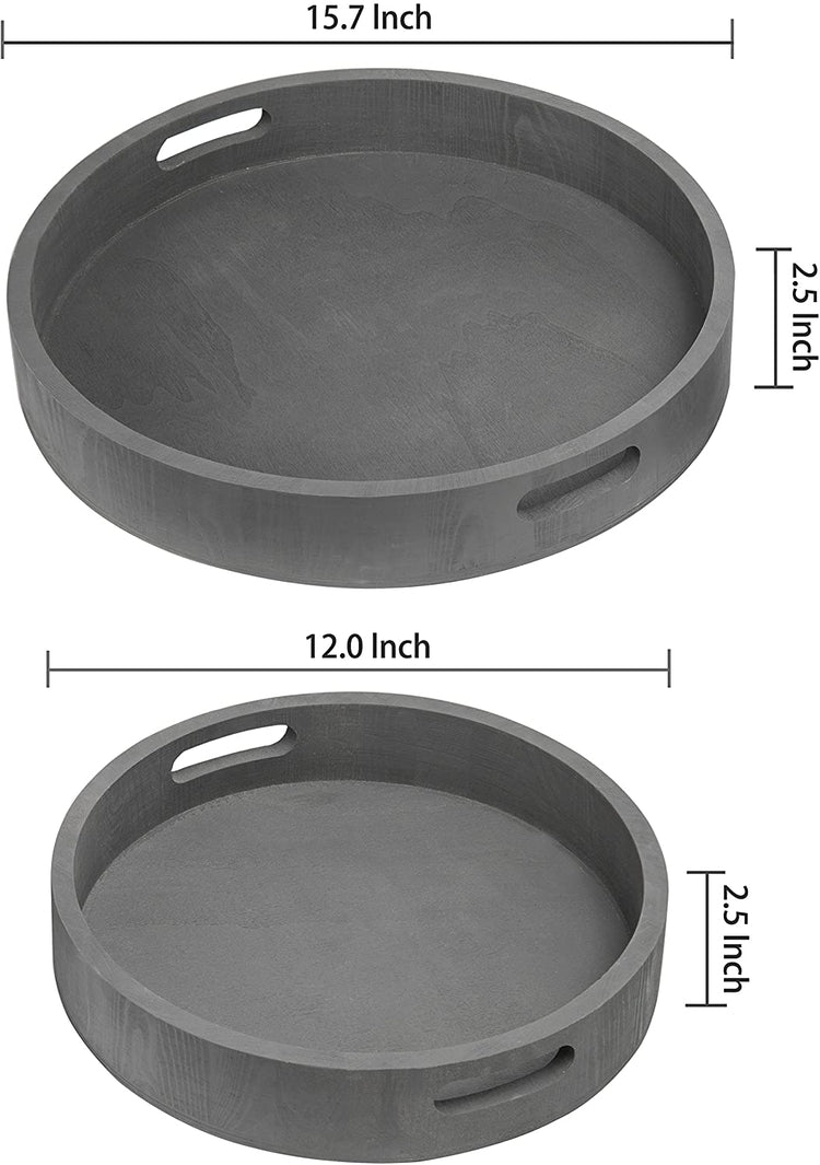 Round Nesting Charcoal Gray Wood Serving Trays, Set of 2 – MyGift