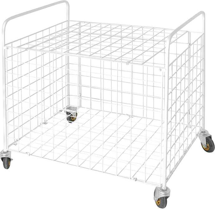 White Standard Multi Sports Rolling Ball Metal Storage Bin For Basketb ...