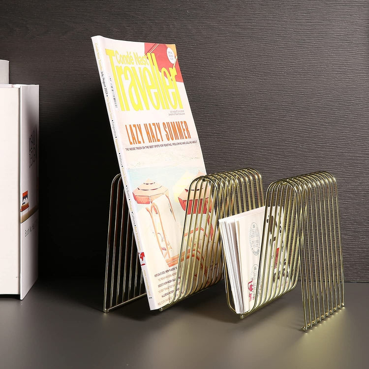 Desktop Brass Tone Metal Wire Arched Magazine Holder Rack – MyGift