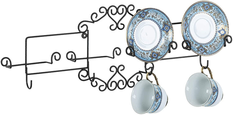 Metal Wall Mounted Plate Display Rack for Tea Coffee Cup & Saucer Sets ...