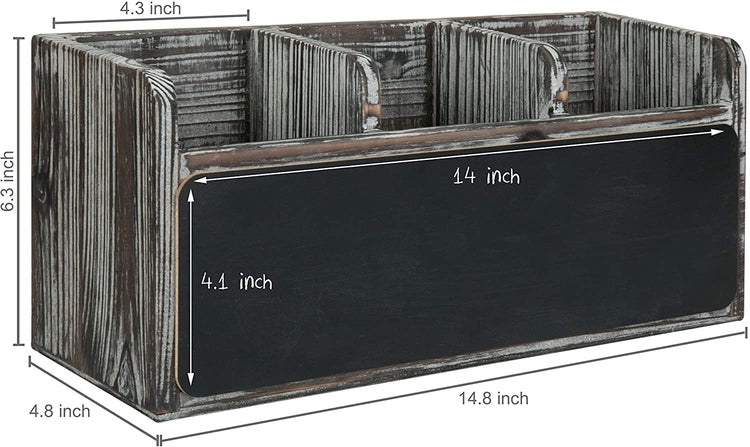 3 Compartment Wood Flatware Caddy with Chalkboard Label – MyGift