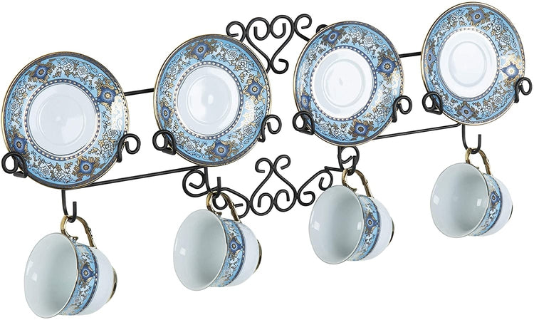 Metal Wall Mounted Plate Display Rack for Tea Coffee Cup & Saucer Sets ...