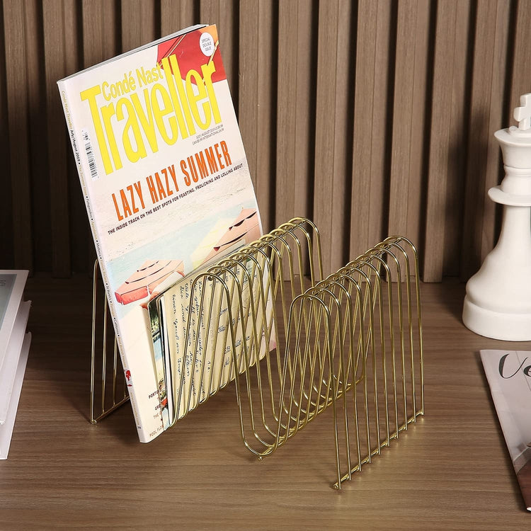 Desktop Brass Tone Metal Wire Arched Magazine Holder Rack – MyGift