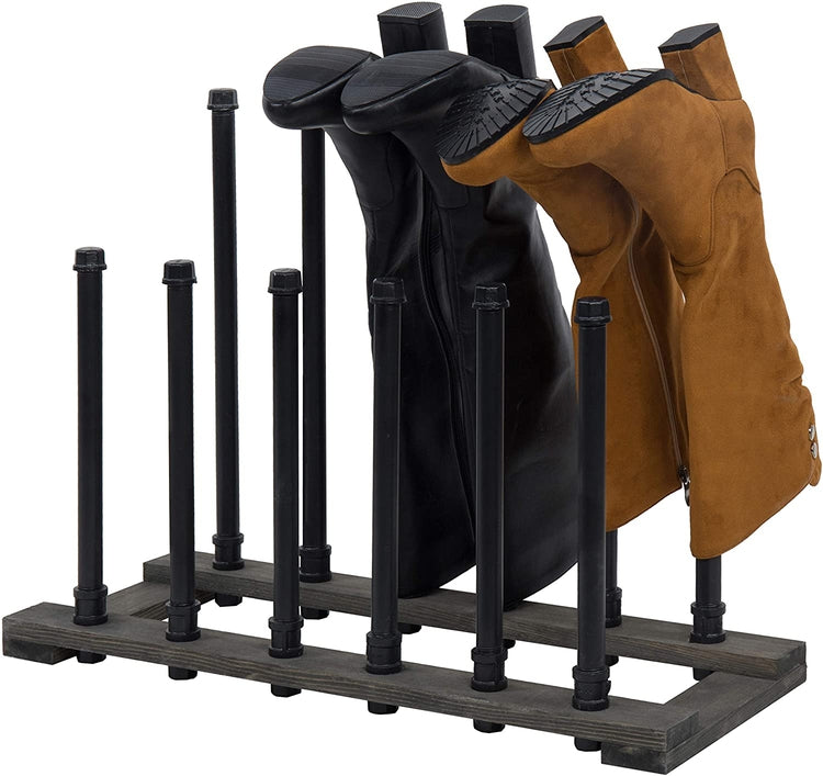 Black Metal Pipe & Grey Wood Freestanding Boot Holder – MyGift